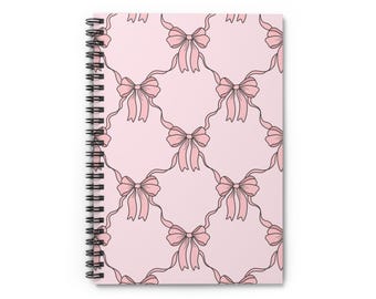 Pink Aesthetic Bow Spiral Coquette Notebook - Ruled Line - Etsy