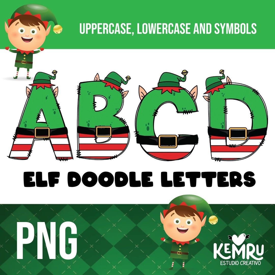 Letras de Doodle de Navidad Elfo duende Doodle de Navidad - Etsy España