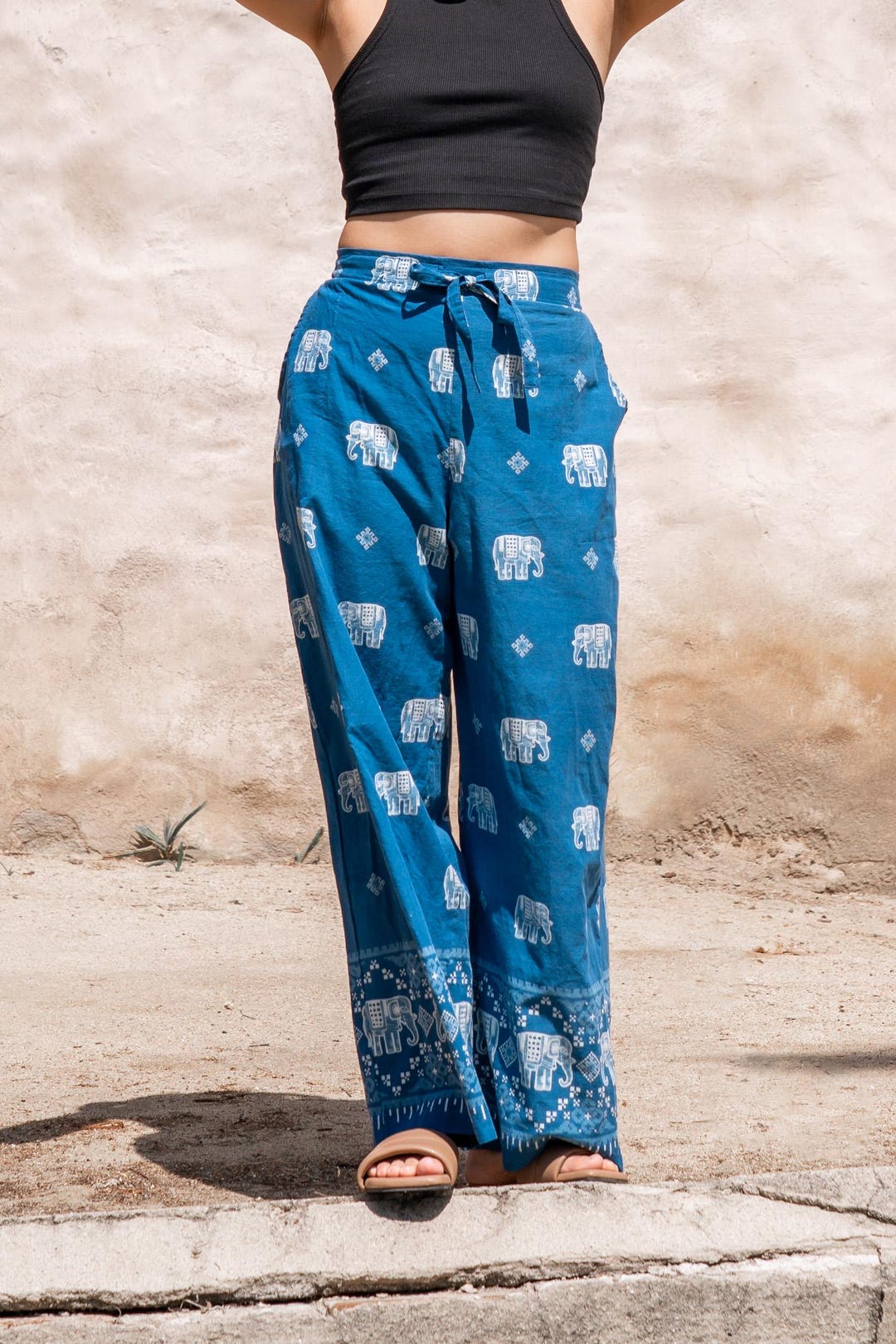 The Elephant Pant – 100% Muslin Pull-on Pants With Tie Front, Elastic ...