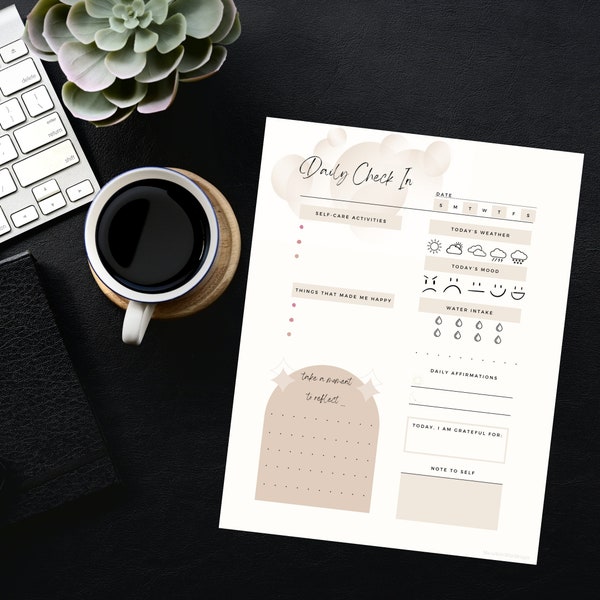 Mental Health Check in Worksheet - Etsy