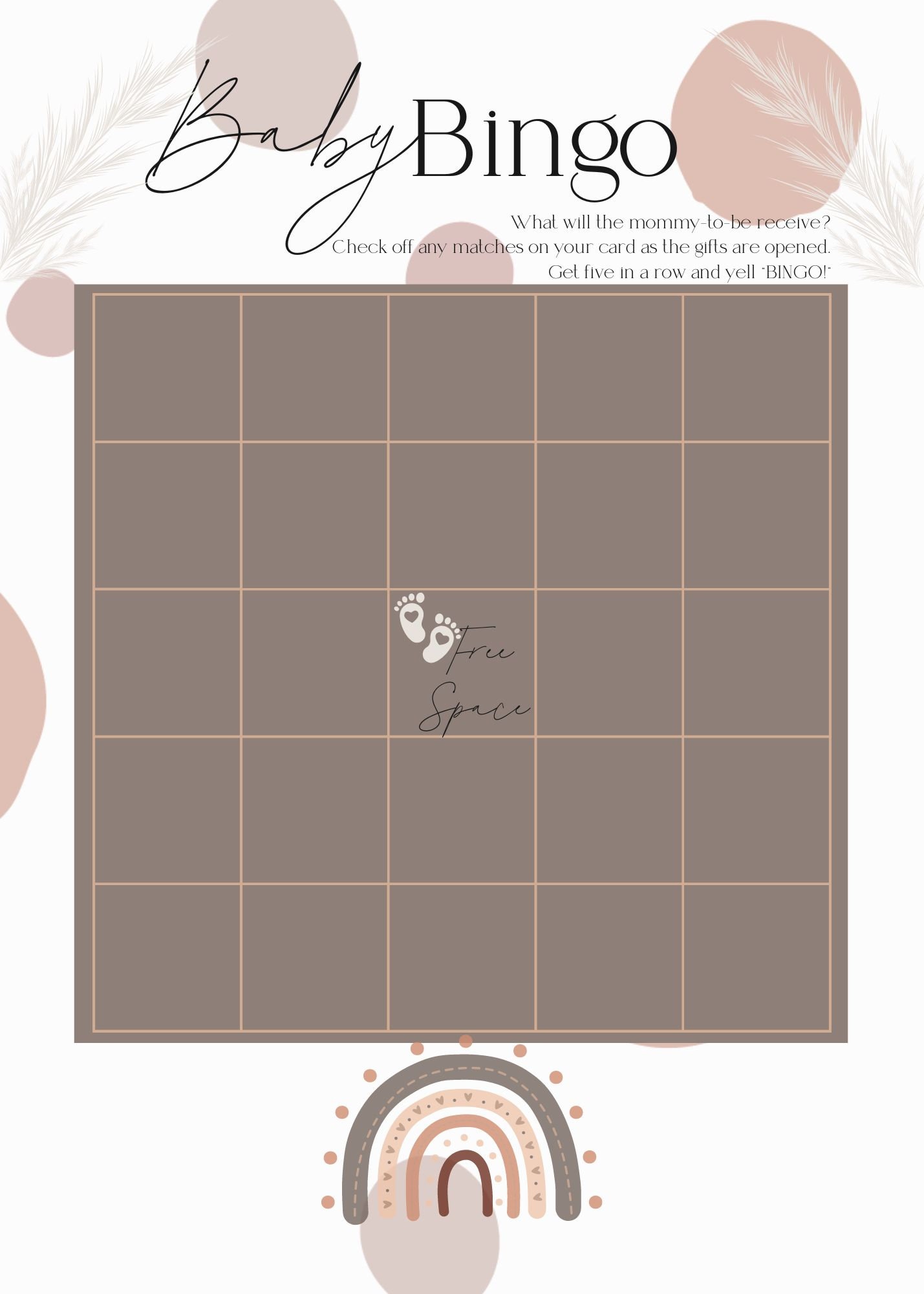 Boho Baby Bingo Game - Baby Shower Bingo- Baby Bingo Cards -baby Bingo ...