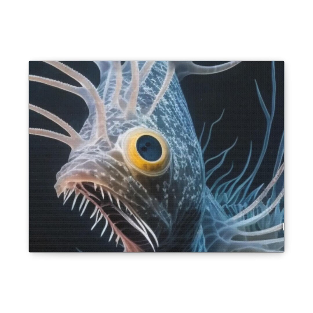 Canvas Print, Wierd Alien Fish Wall Art Decor, Unique Matte Stretched ...