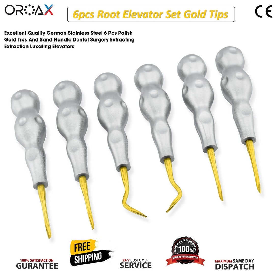 Dental Root Extracting Elevators Set of 6 Non Magnet Silver Blast ...