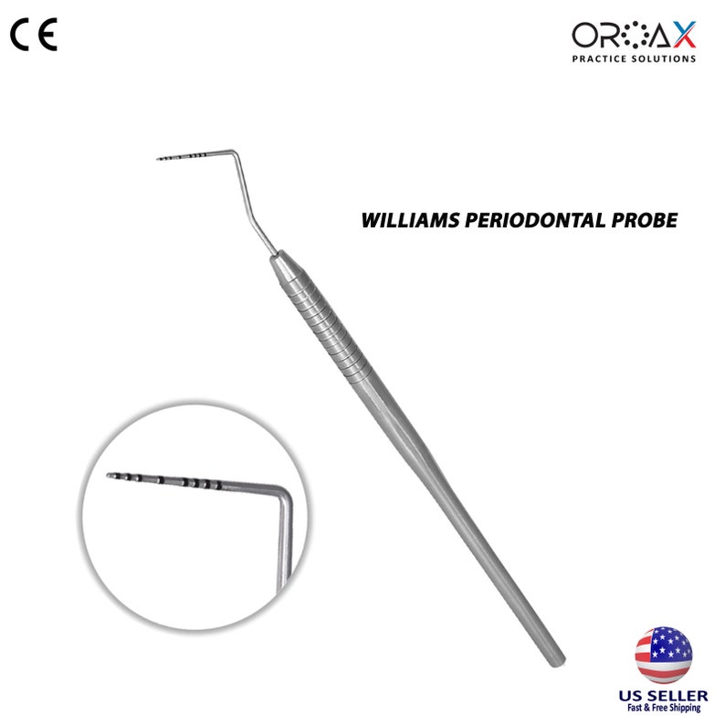 Dental Williams Probe Periodontal Color Coded Marking 1-2-3-5-7-8-9-10mm Pocket Depth ...