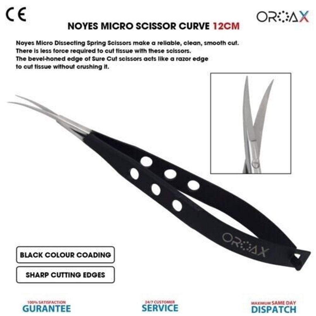 Professional Noyes Curved Micro Scissor Small 4.5'' 12cm Microsurgery ...