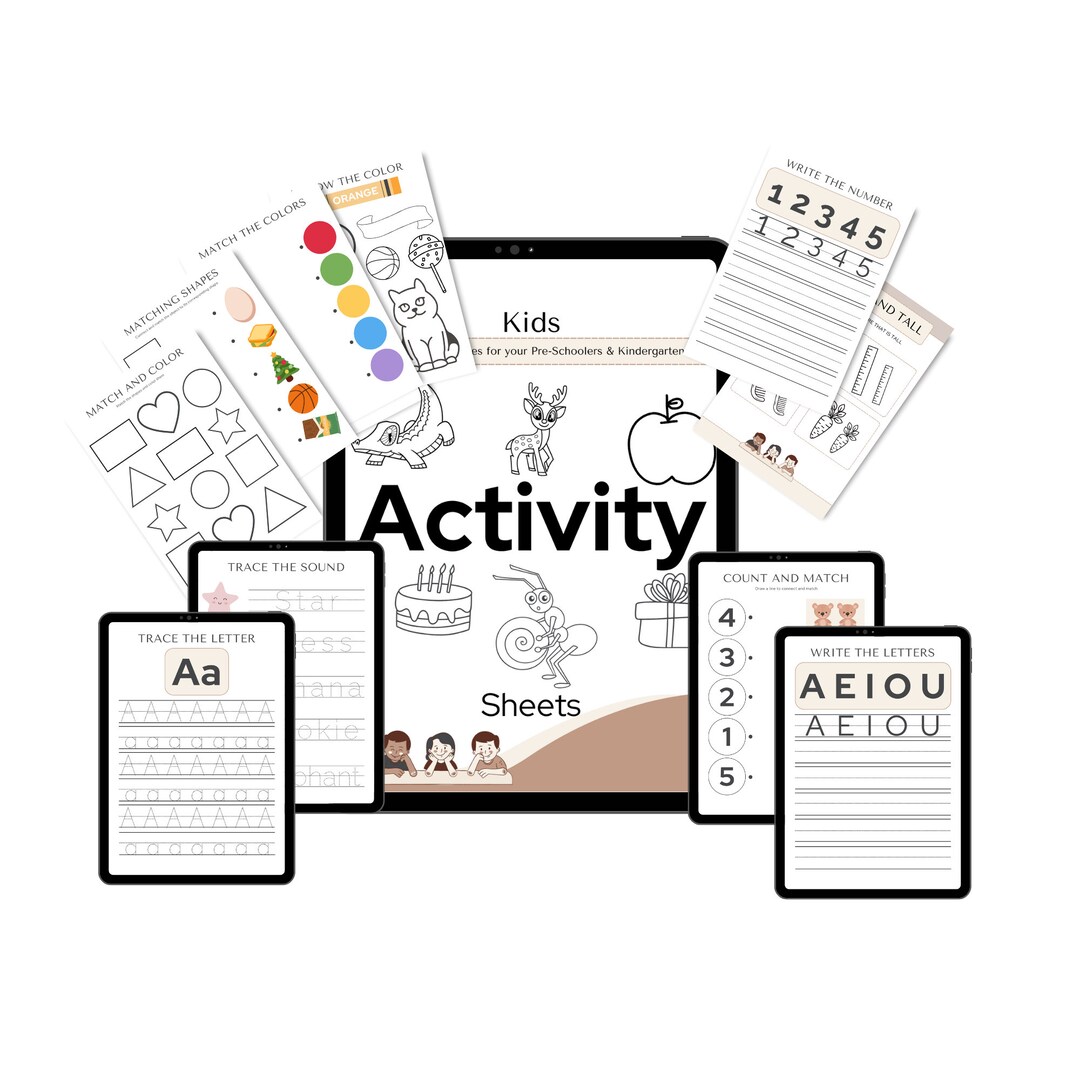 Kids Activity Sheets. 140 Pages of Activities for Your Kindergartener ...