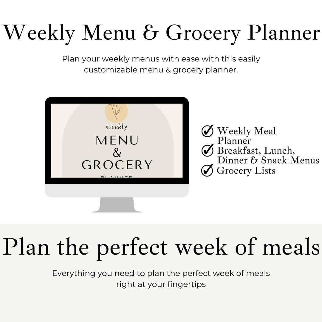 Weekly Meal & Grocery Planner - Etsy