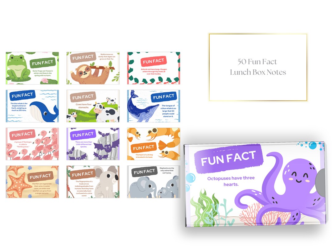 50 Fun Animal Themed Lunch Box Notes, Digital, Download & Print - Etsy