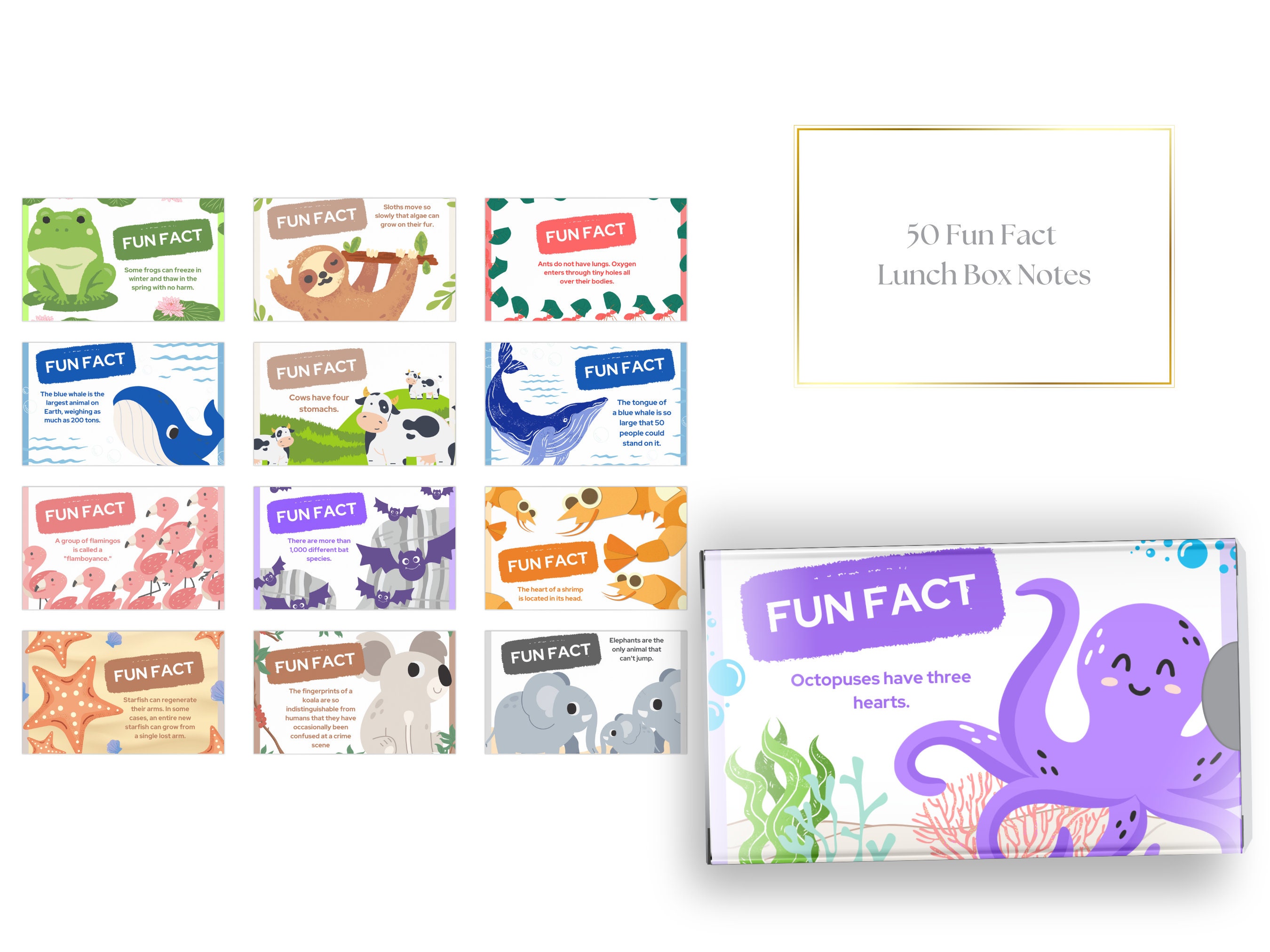 50 Fun Animal Themed Lunch Box Notes, Digital, Download & Print - Etsy