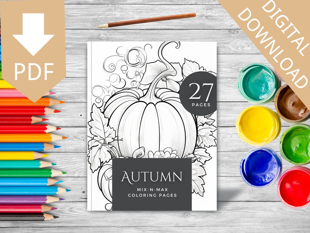 Autumn Adult Coloring Book - Etsy