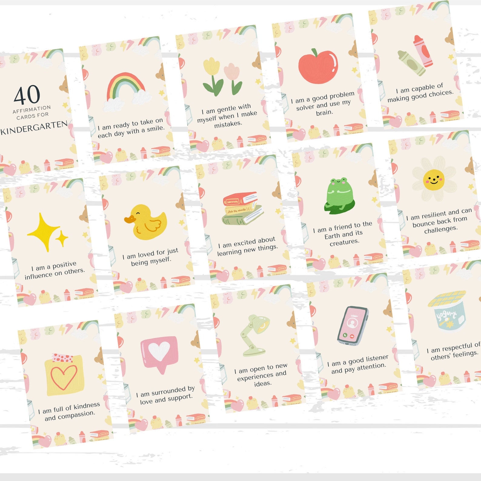 40 Affirmations for Kindergarten Children, Instant Download, Printable ...