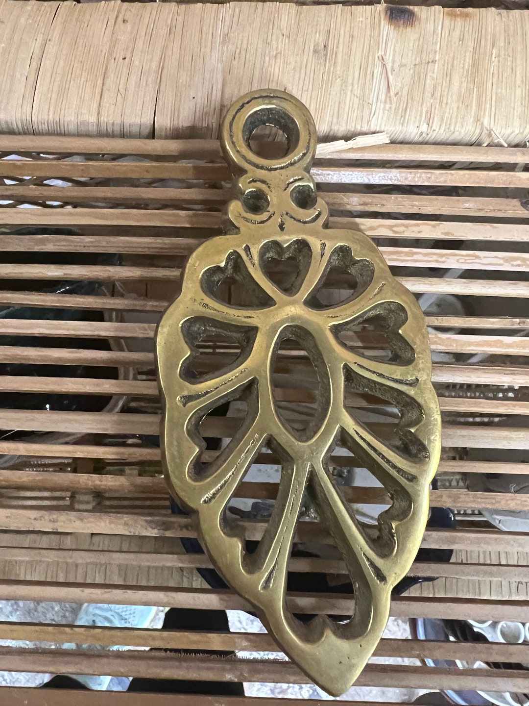 Vintage Cast Iron Brass Trivet Flat Iron Design - Etsy
