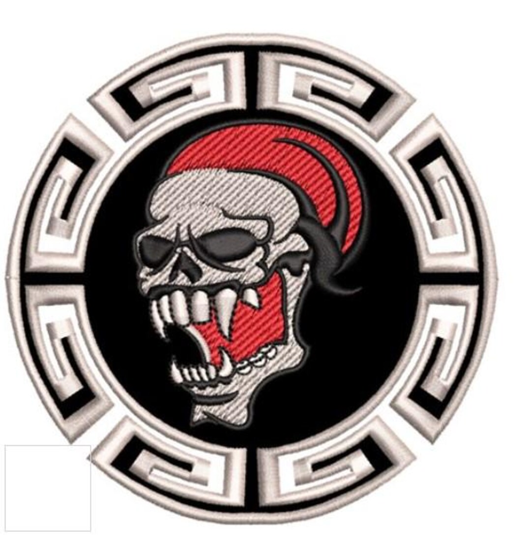 Patch Skull With Fangs on Patch,, Embroidery Patch Sew-on Sign 2 X 1.5 ...