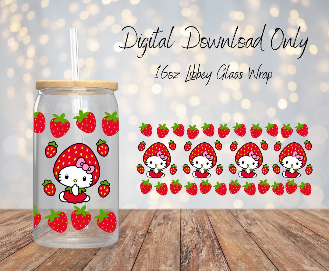 16oz Cute Kitty Libbey Wrap PNG, Hello Cat Libbey Wrap, Digital ...