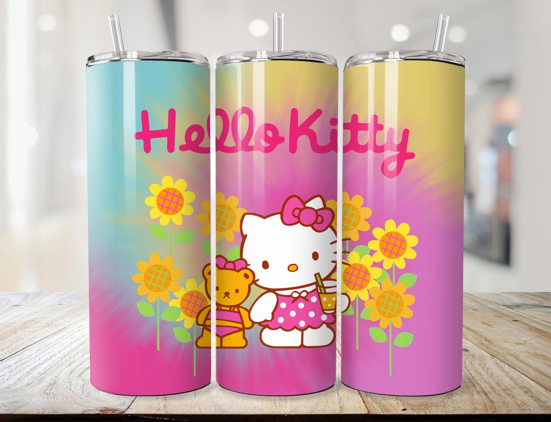 20oz Hello Cat Tumbler Wrap PNG, Kitty, Tie Dye, Digital Download ...