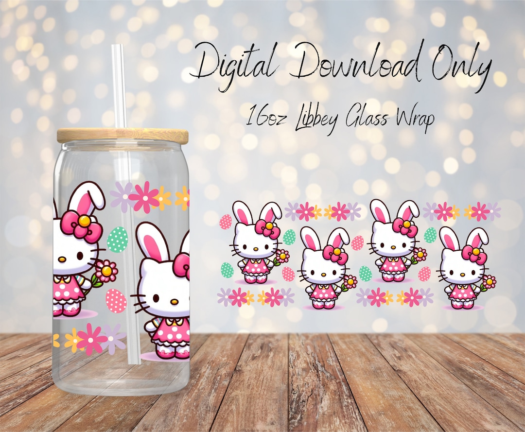 16oz Cute Kitty Libbey Wrap PNG, Easter Libbey Wrap, Instant Download ...