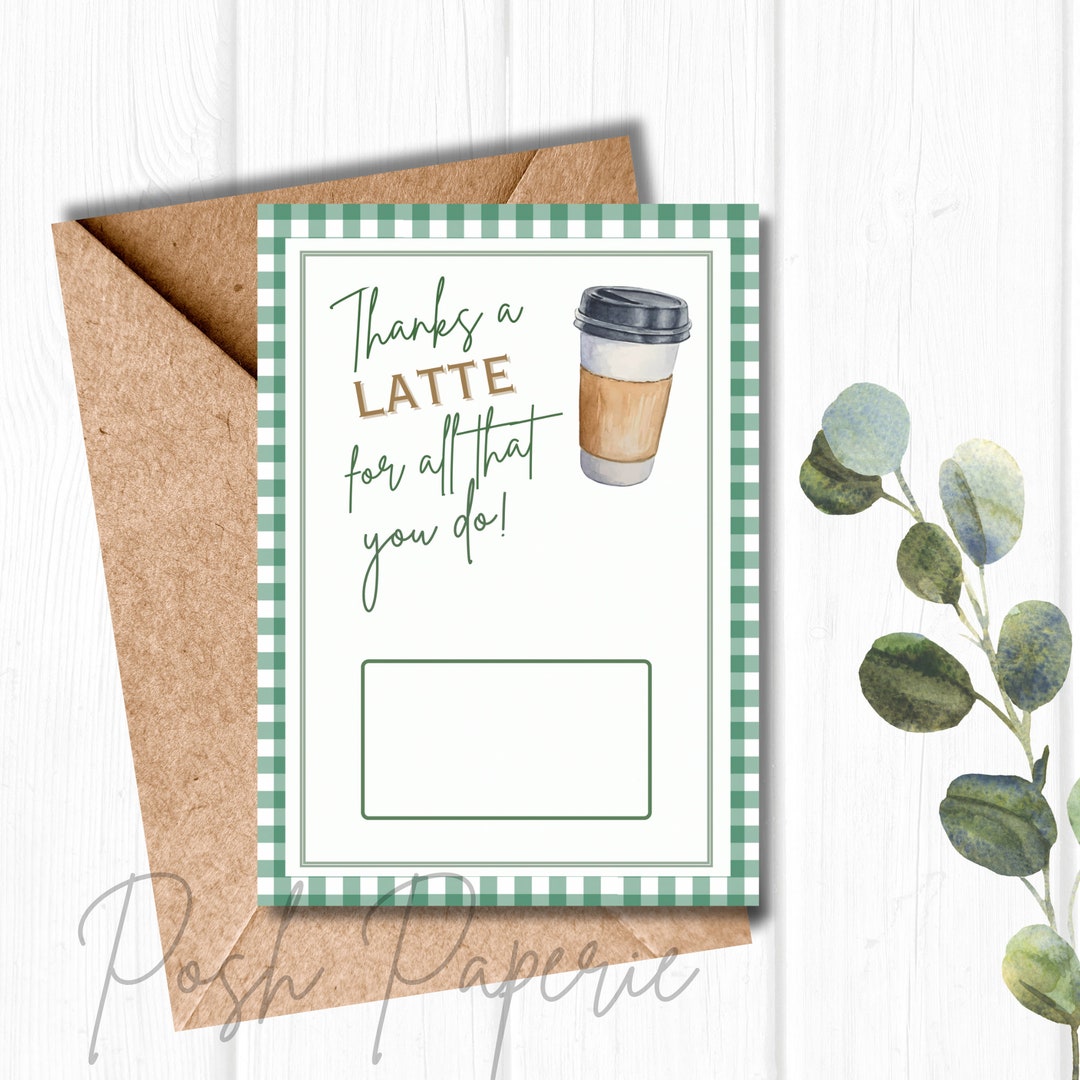 Thanks A Latte Teacher Appreciation Card, Coffee Gift Card Holder - Etsy