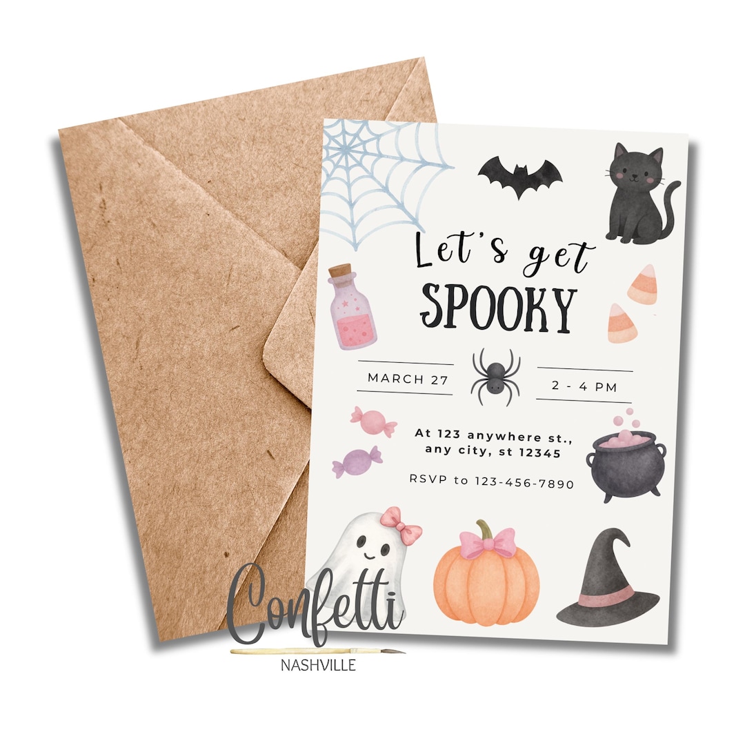 Editable Halloween Party Invitation Template: Spooky Canva Invite ...