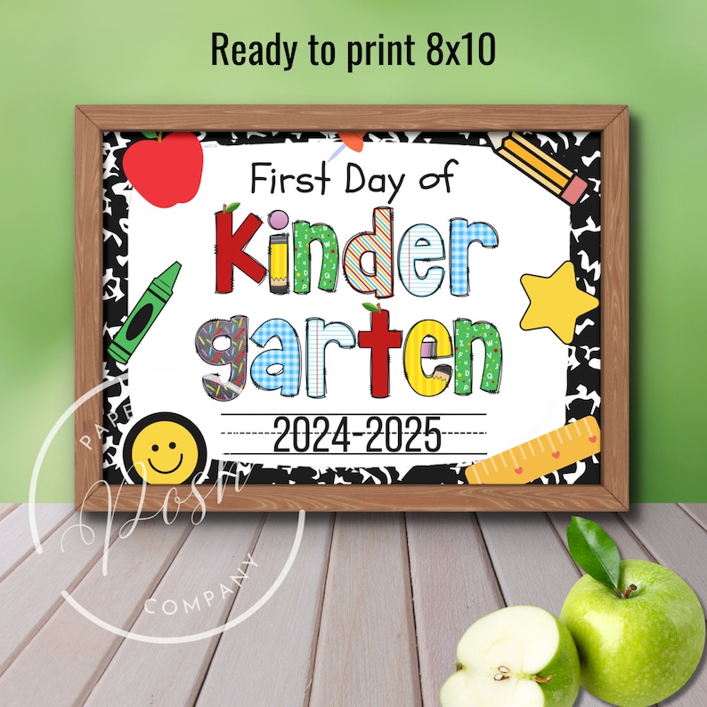 First Day of School Printable Sign- Kindergarten - Etsy