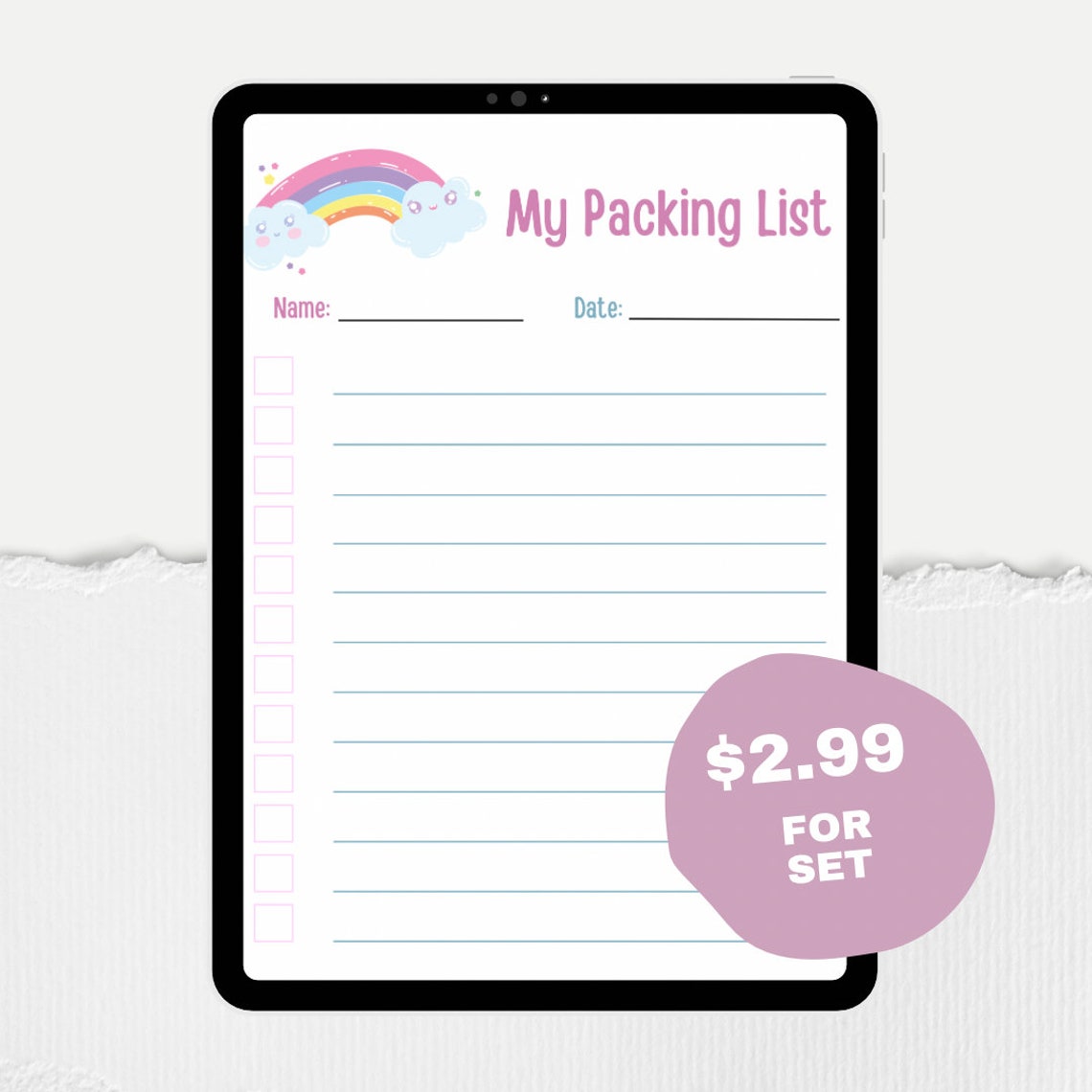 Printable Kids Chore & List Bundle, Packing List, Packing Guide, Chore ...