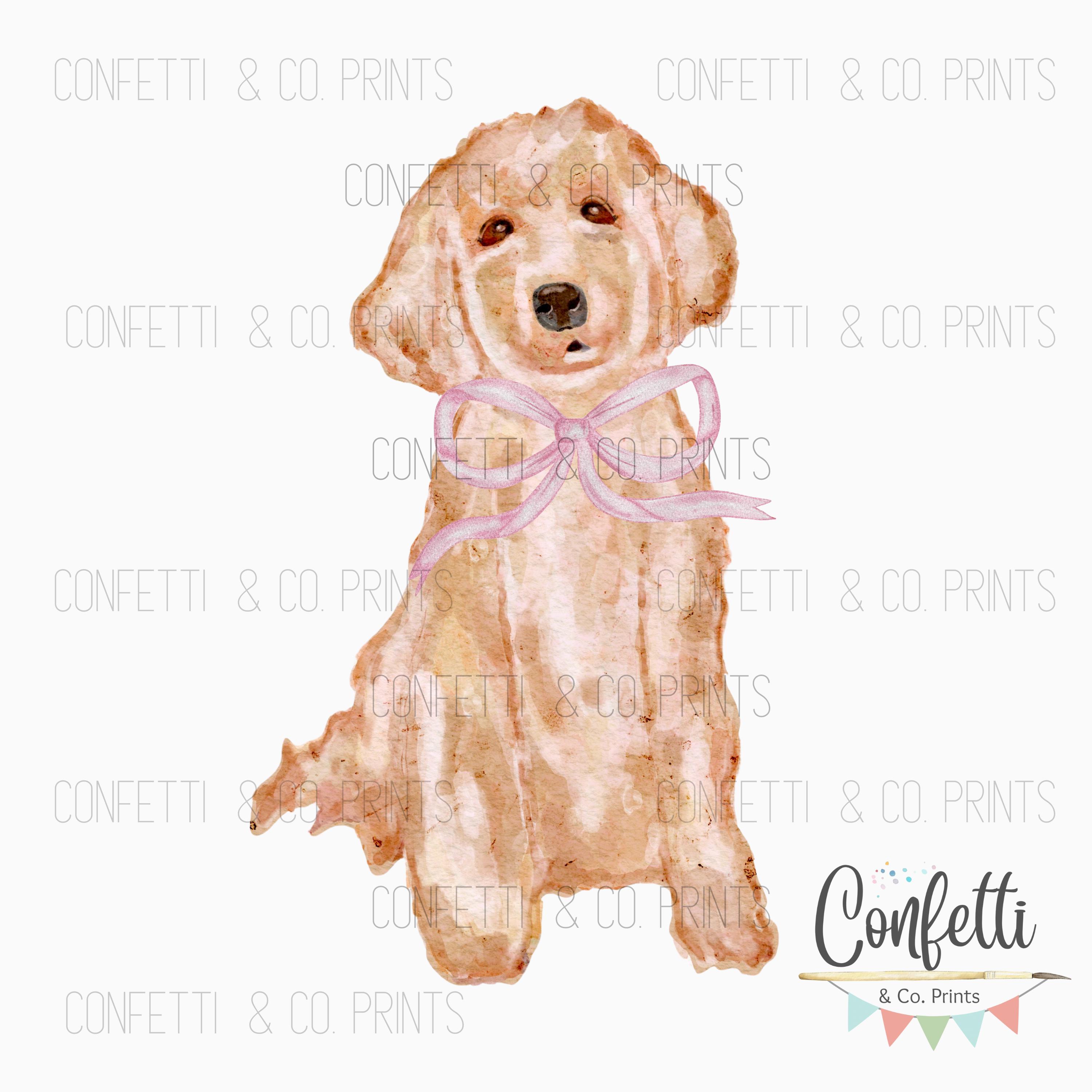 Watercolor Golden Doodle Dog PNG Clipart for Invitations or ...