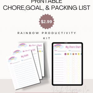 Printable Kids Chore & List Bundle, Packing List, Packing Guide, Chore ...