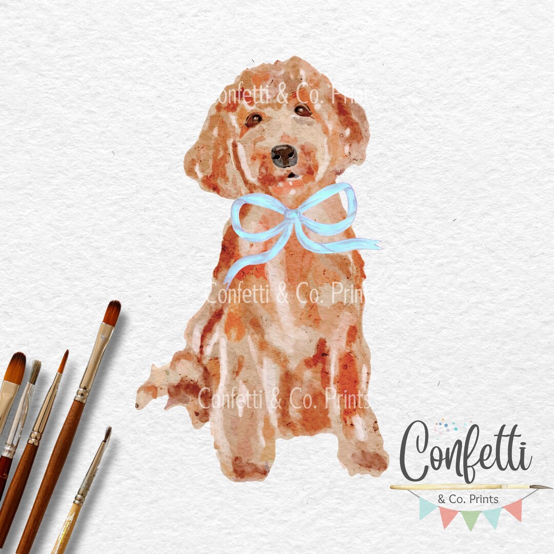 Watercolor Goldendoodle Dog PNG Clipart for Invitations or Scrapbooking ...
