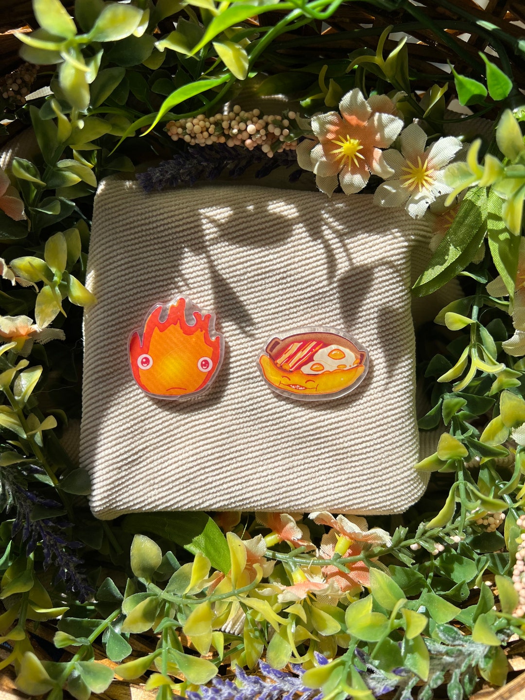 Howls Moving Castle Calcifer Pin Set for Totes, Jackets, Bags, Jeans ...