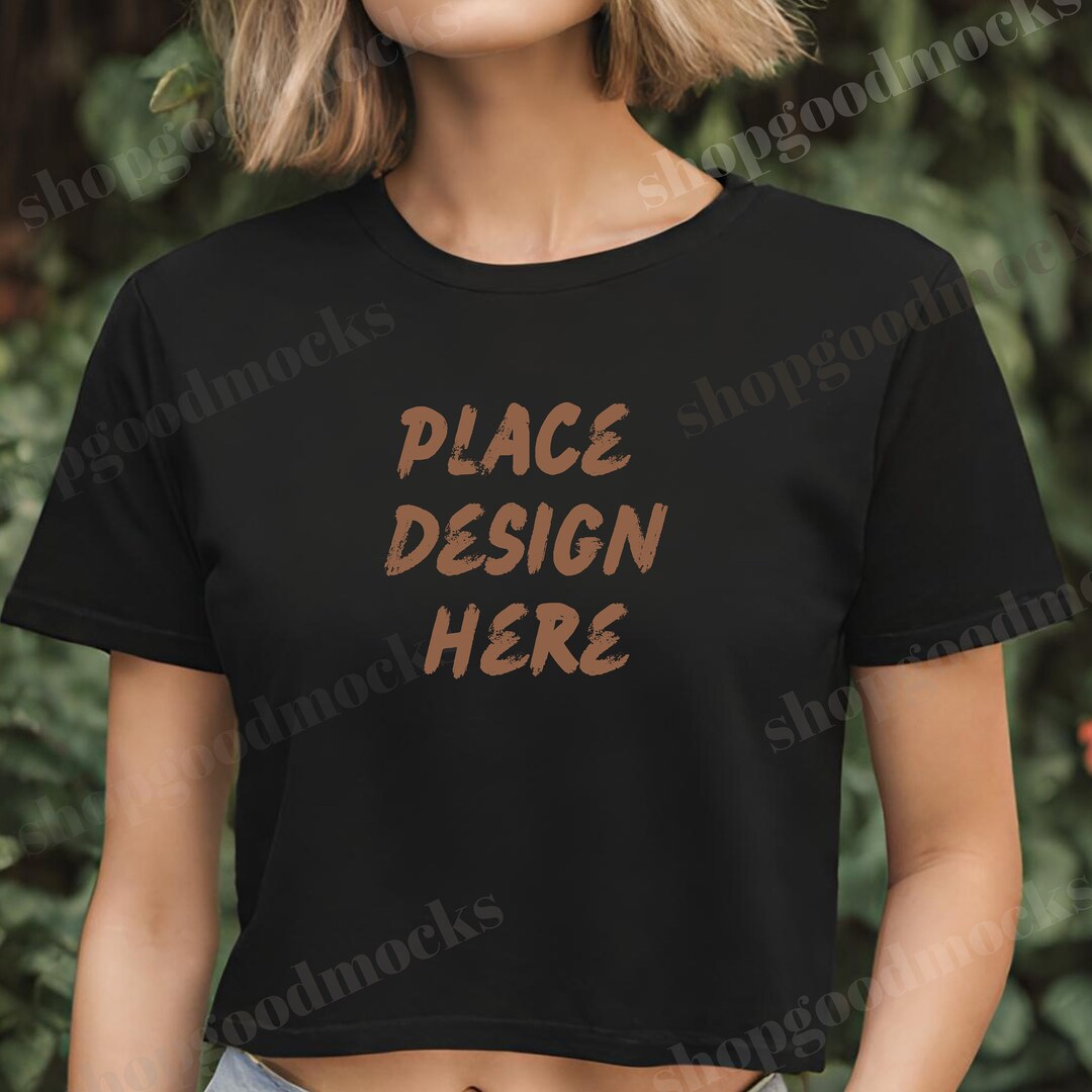 Crop T Shirt Mockup Bella And Canvas 8882 Black Womens Cropped Etsy