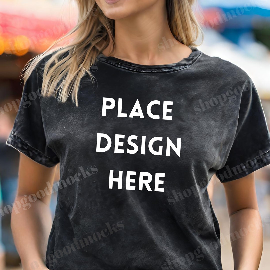 Mineral Wash Black Colortone 1300 Front Profile Mockup, Black Acid Wash ...