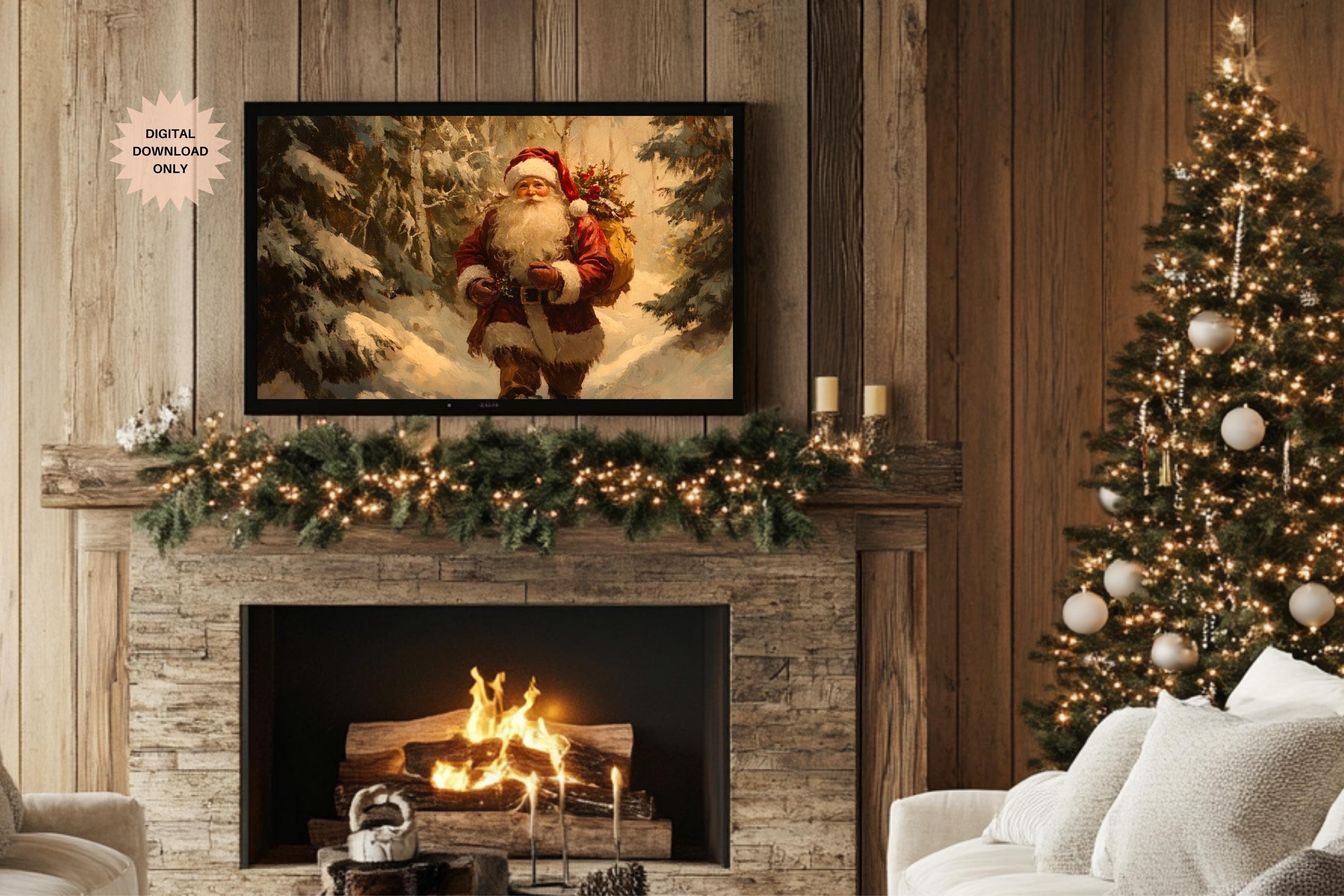 Vintage Christmas Frame TV Art | Cottagecore Christmas Frame TV ...