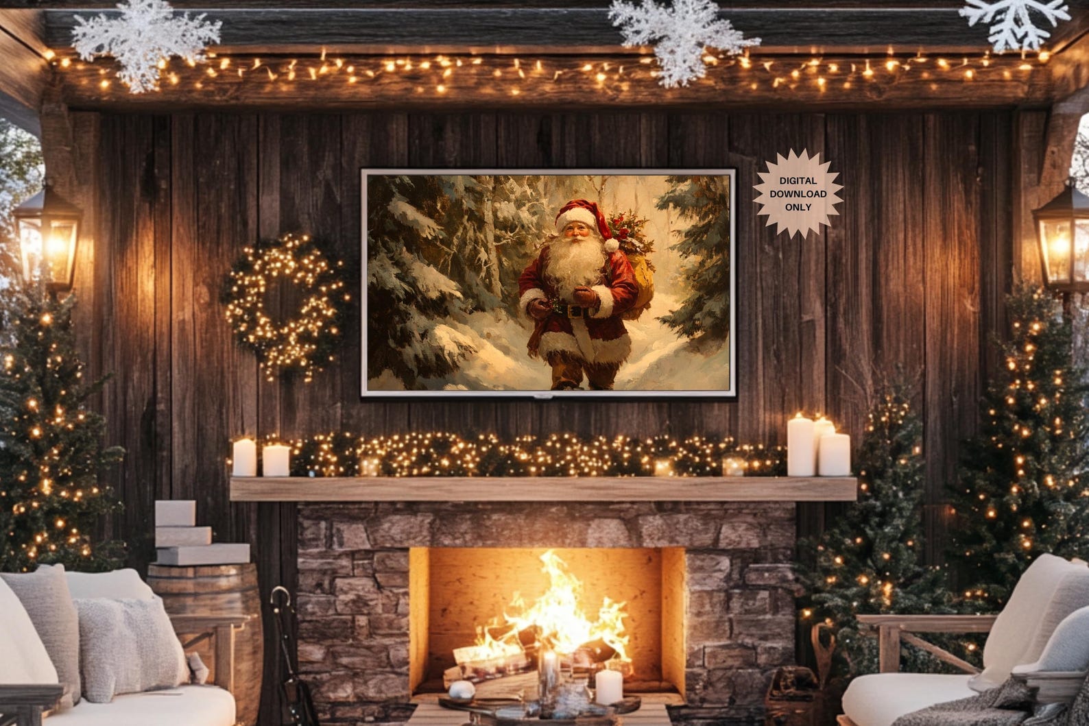 Vintage Christmas Frame TV Art | Cottagecore Christmas Frame TV ...