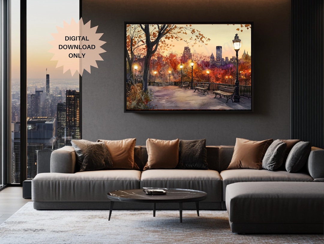 Fall Cityscape Wall Art | Autumn Cityscape Print | Gift for Fall Lover ...