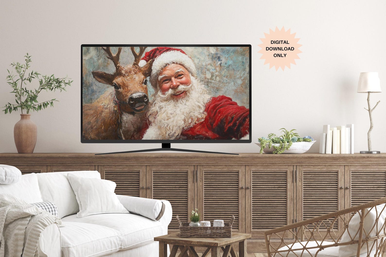 Santa & Reindeer Frame TV | Fun Santa Frame TV | Whimsical Christmas ...