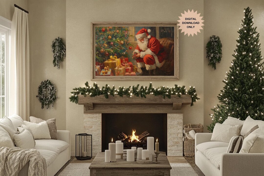 Vintage Santa Frame TV Art | Christmas Frame TV Art | Classic Santa ...