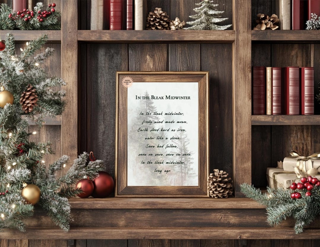 Bleak Midwinter Art | Christmas Hymn Wall Art | Winter Cabin Decor ...