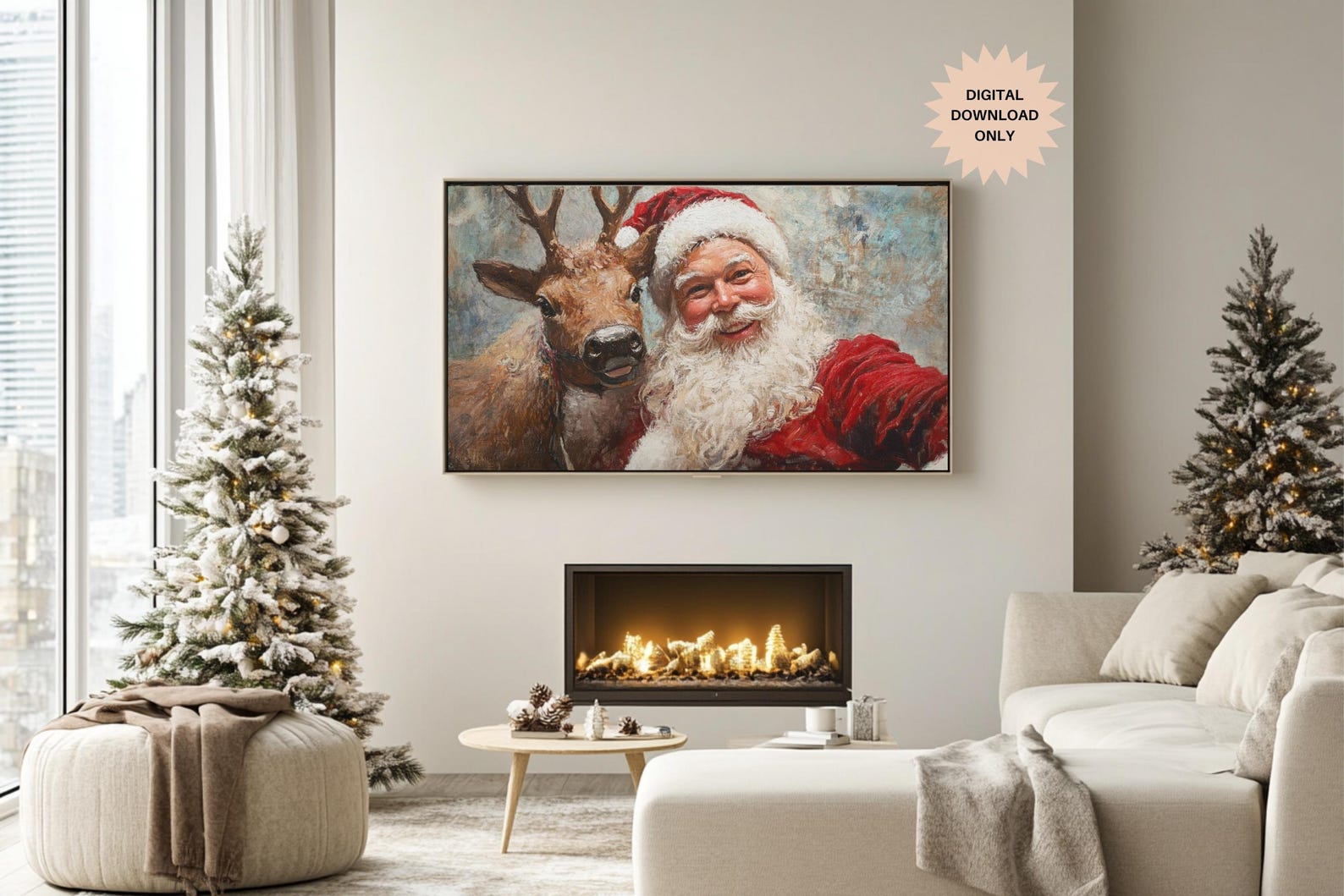Santa & Reindeer Frame TV | Fun Santa Frame TV | Whimsical Christmas ...