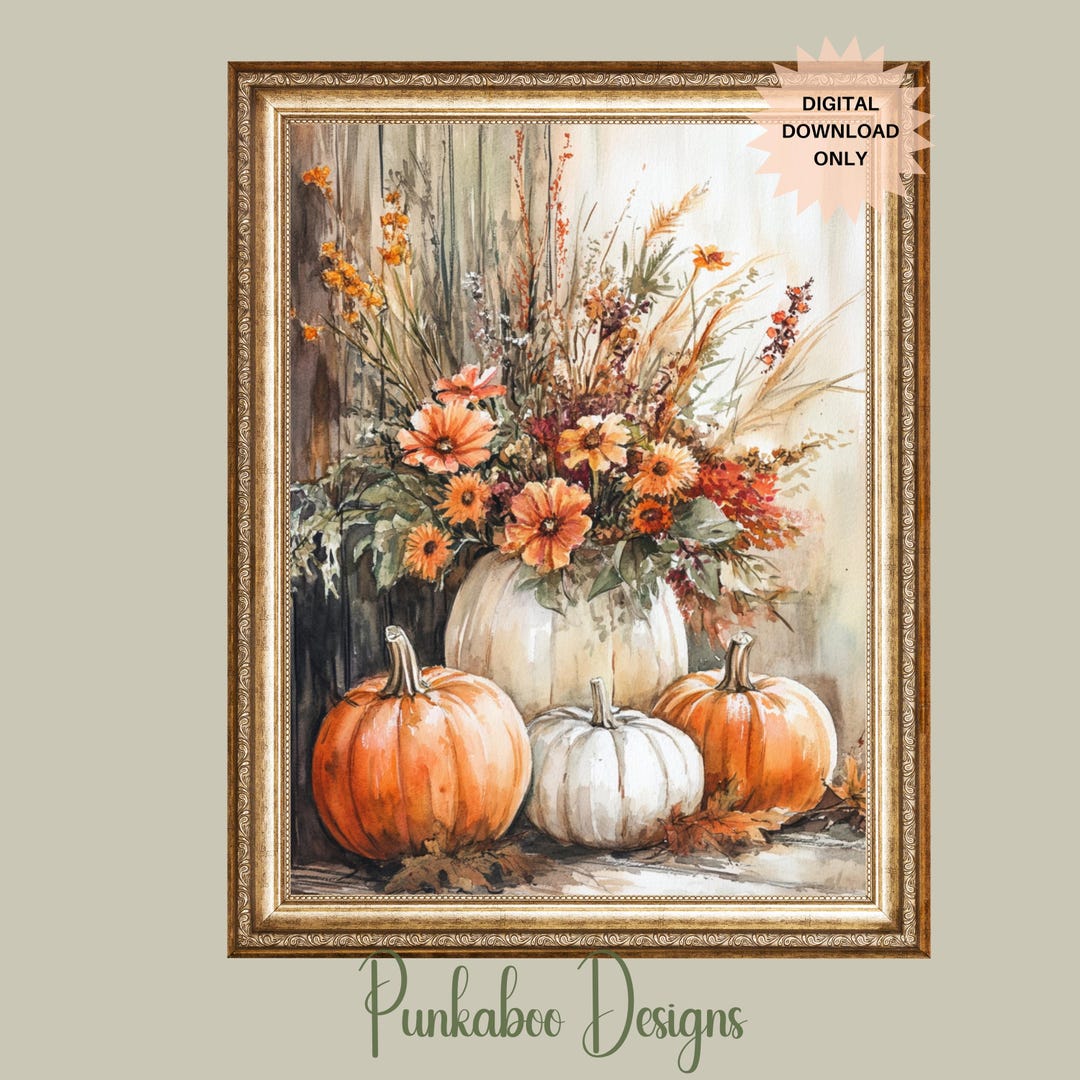 Fall Floral Wall Art | Autumn Floral Print | Rustic Fall Print ...