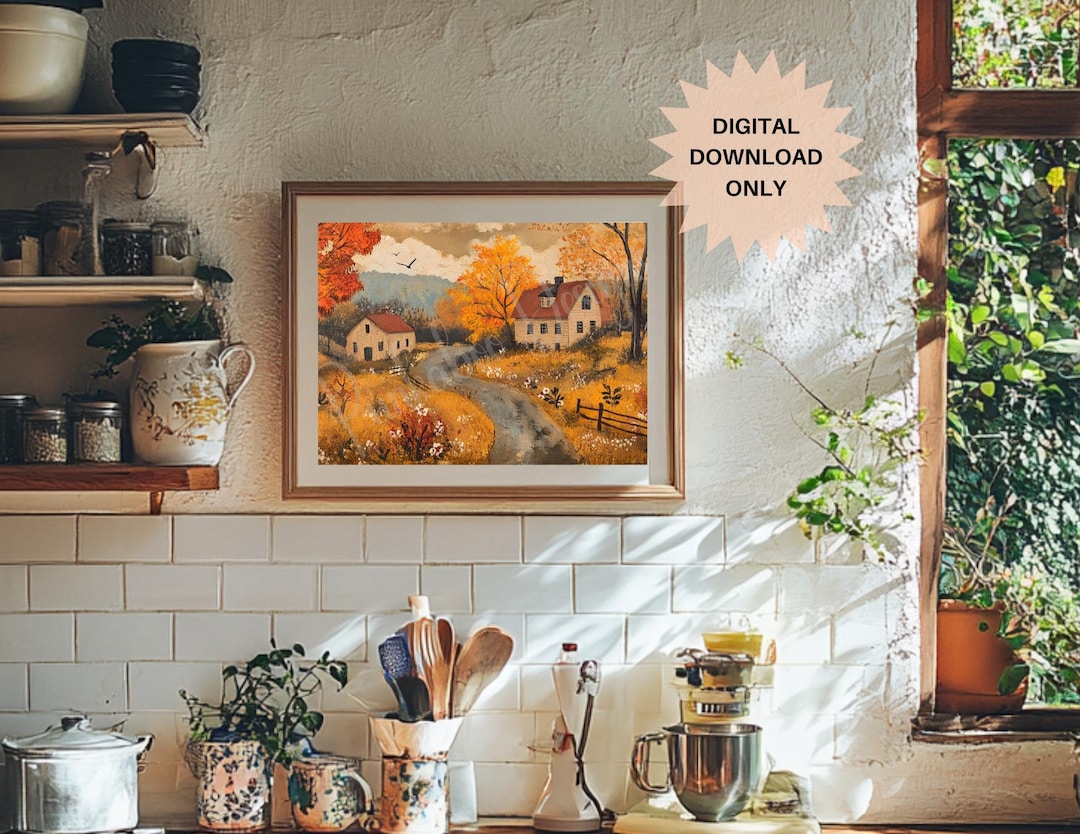 Fall Americana Landscape Wall Art | Autumn Country Scene Rustic Fall ...
