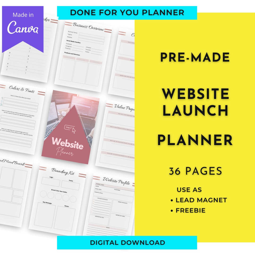 Website Launch Planner Done for You Planner Canva Templates PLR Digital ...