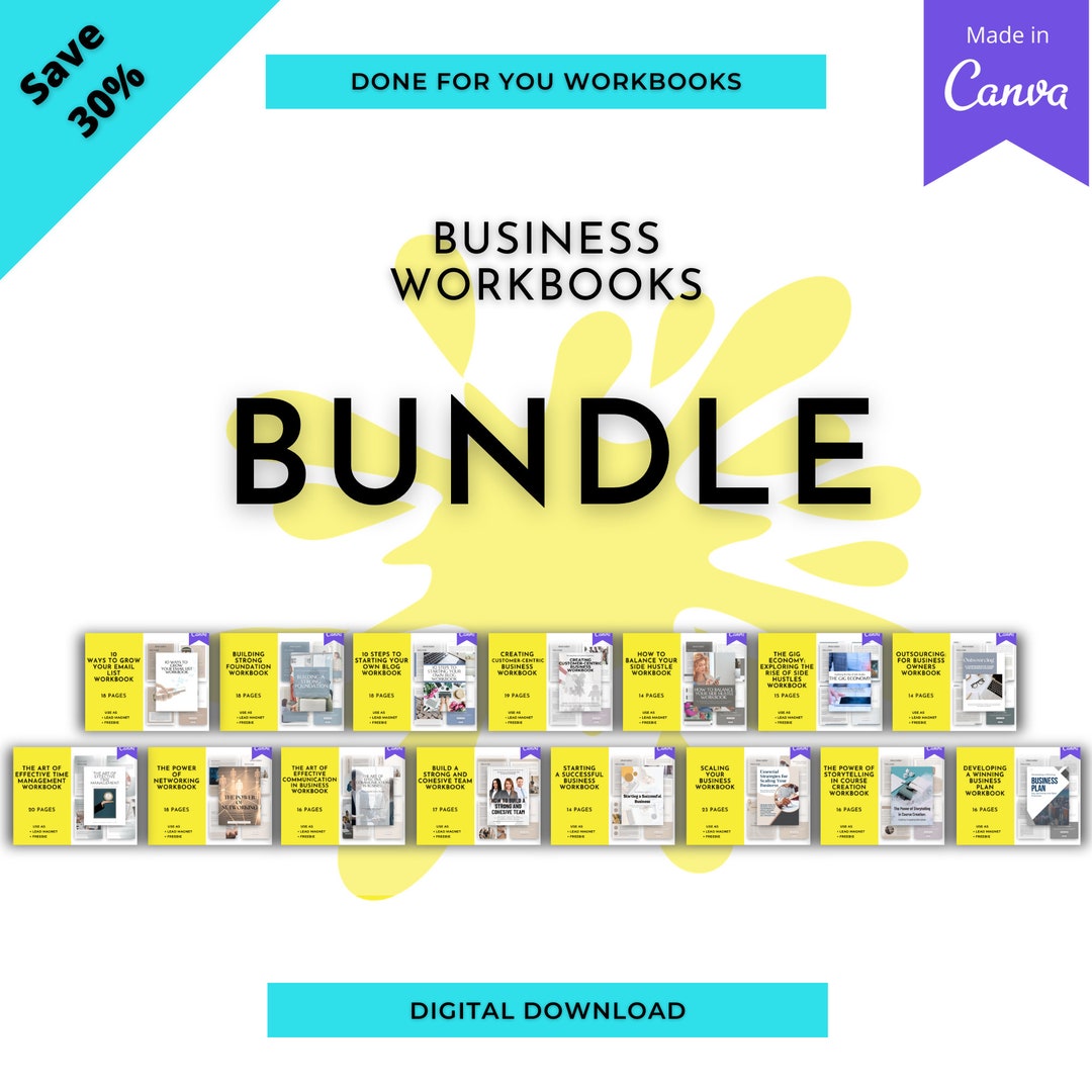 15 Business Workbooks BUNDLE Done for You Workbook Canva Templates PLR ...