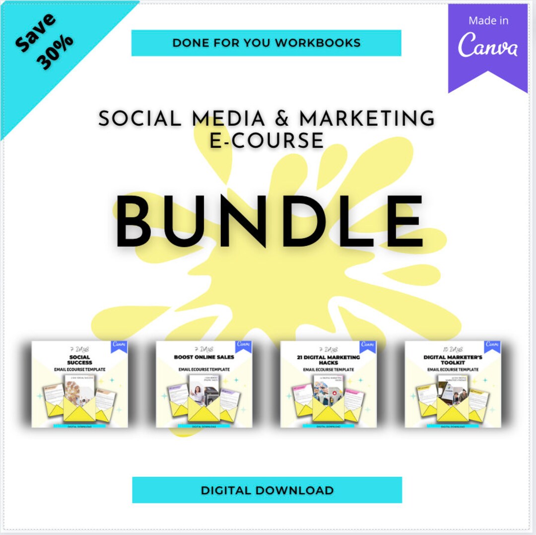 4 Social Media And Marketing Ecourse Bundle Done For You Ecourse Canva