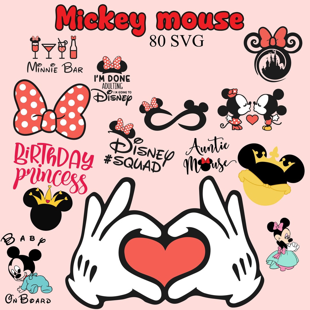Mickey Mouse Digital Stickers, Mickey Clipart Png Svg Bundle, Mickey ...