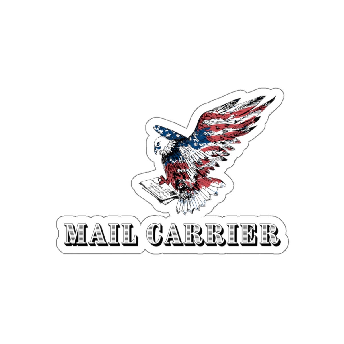 Patriotic Eagle Mail Carrier Sticker - Postal Worker Art Die-cut ...