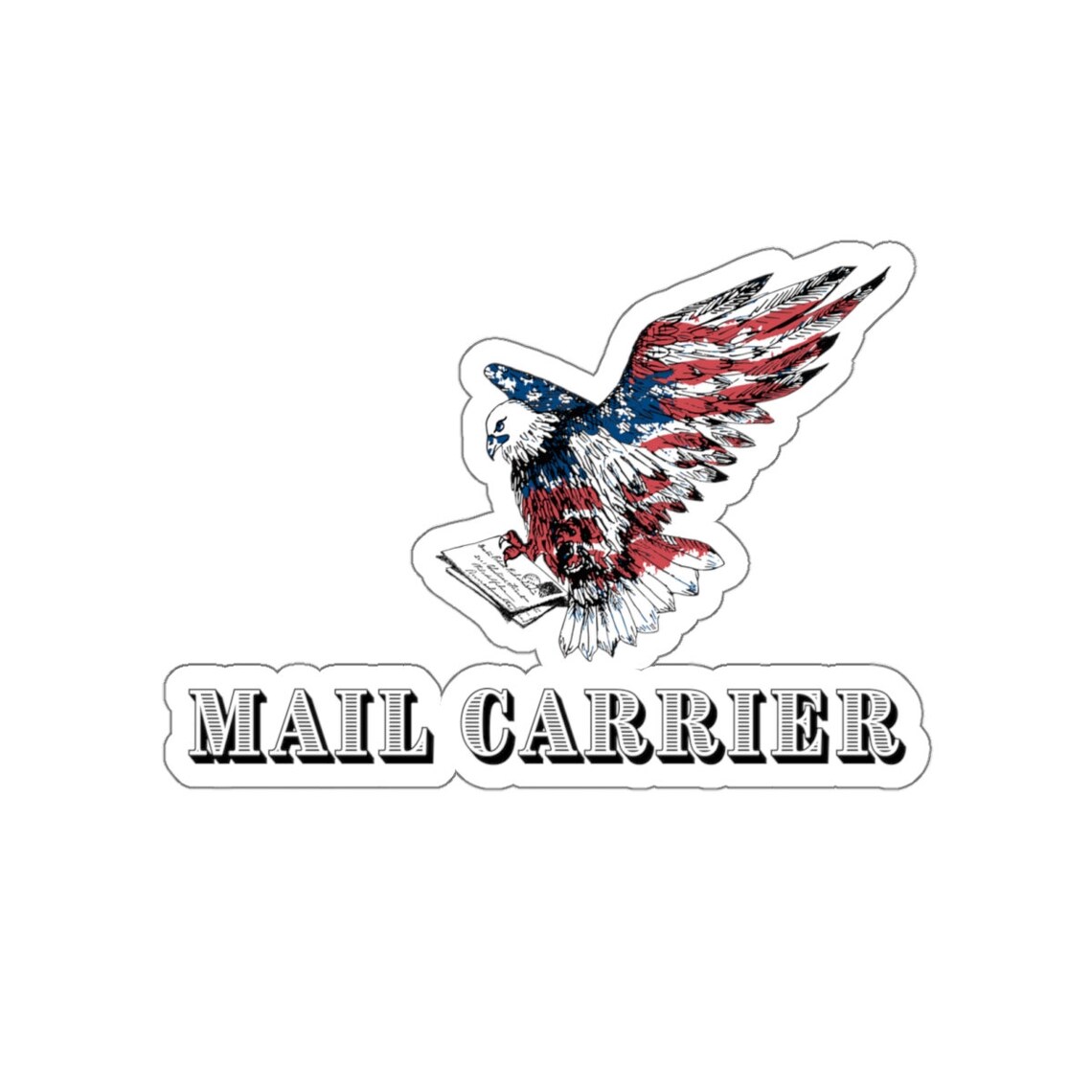 Patriotic Eagle Mail Carrier Sticker - Postal Worker Art Die-cut ...