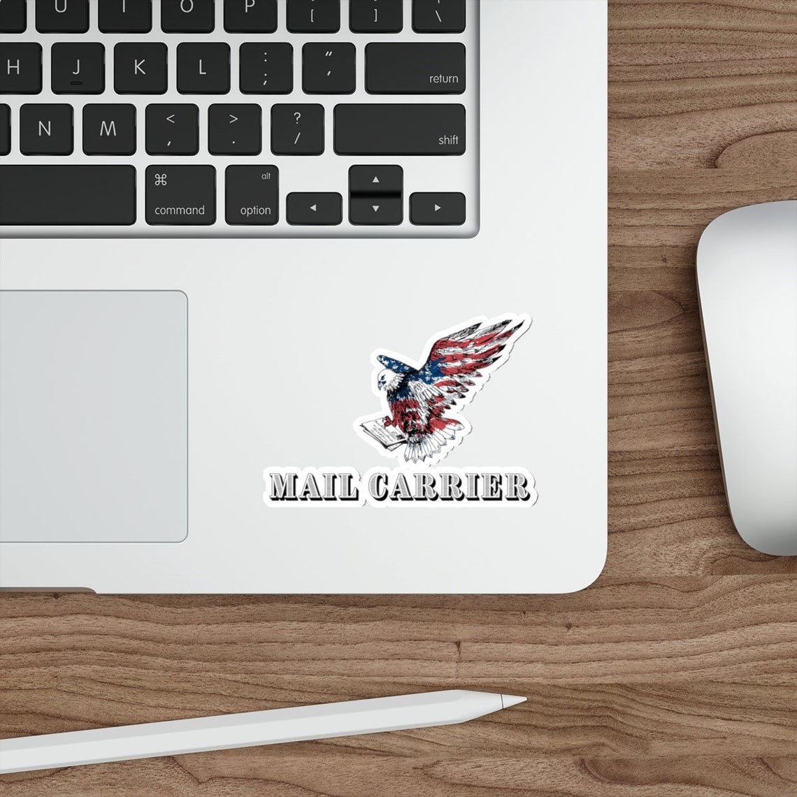 Patriotic Eagle Mail Carrier Sticker - Postal Worker Art Die-cut ...