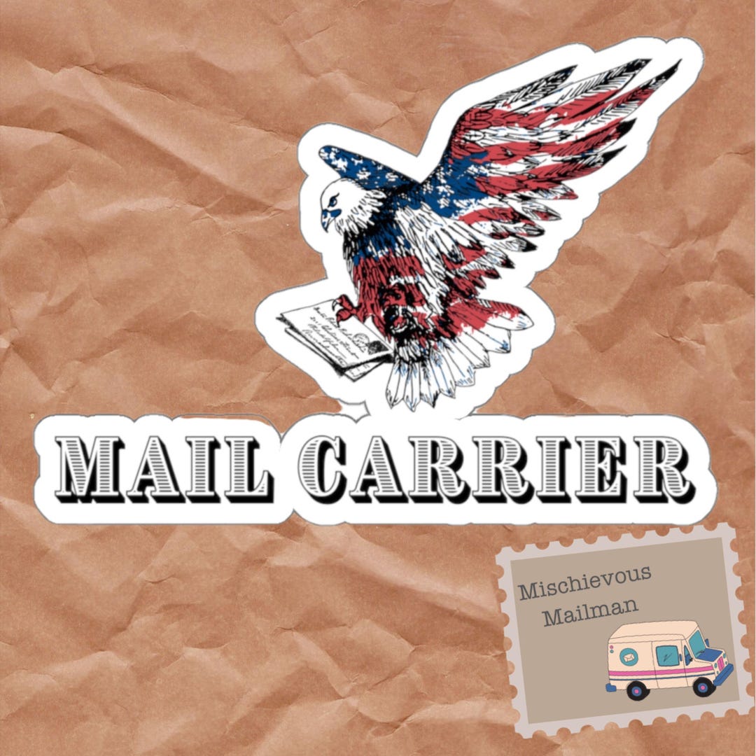 Patriotic Eagle Mail Carrier Sticker - Postal Worker Art Die-cut ...