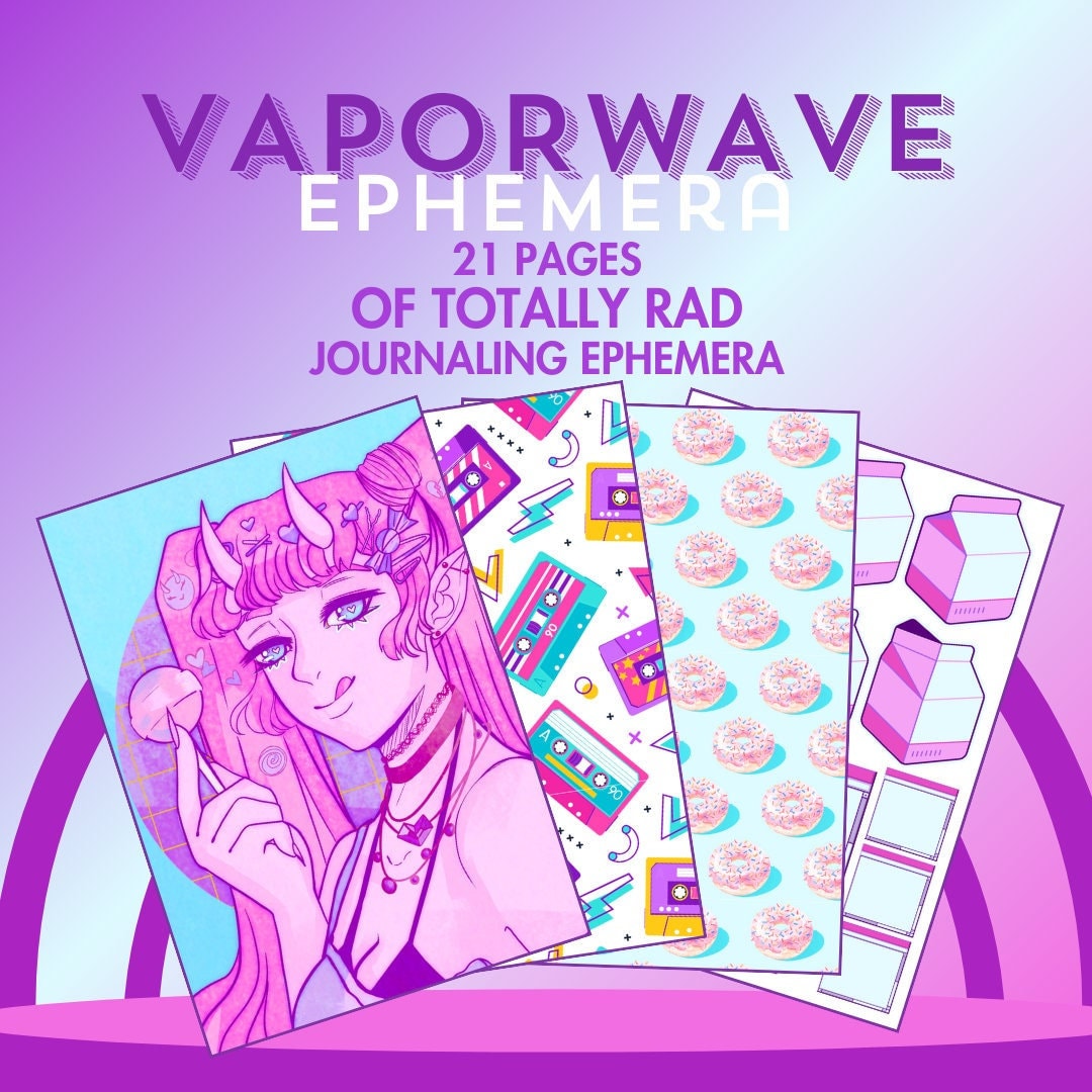 Printable Vaporwave Ephemera || Y2k Bullet Journal Printables || Retro ...