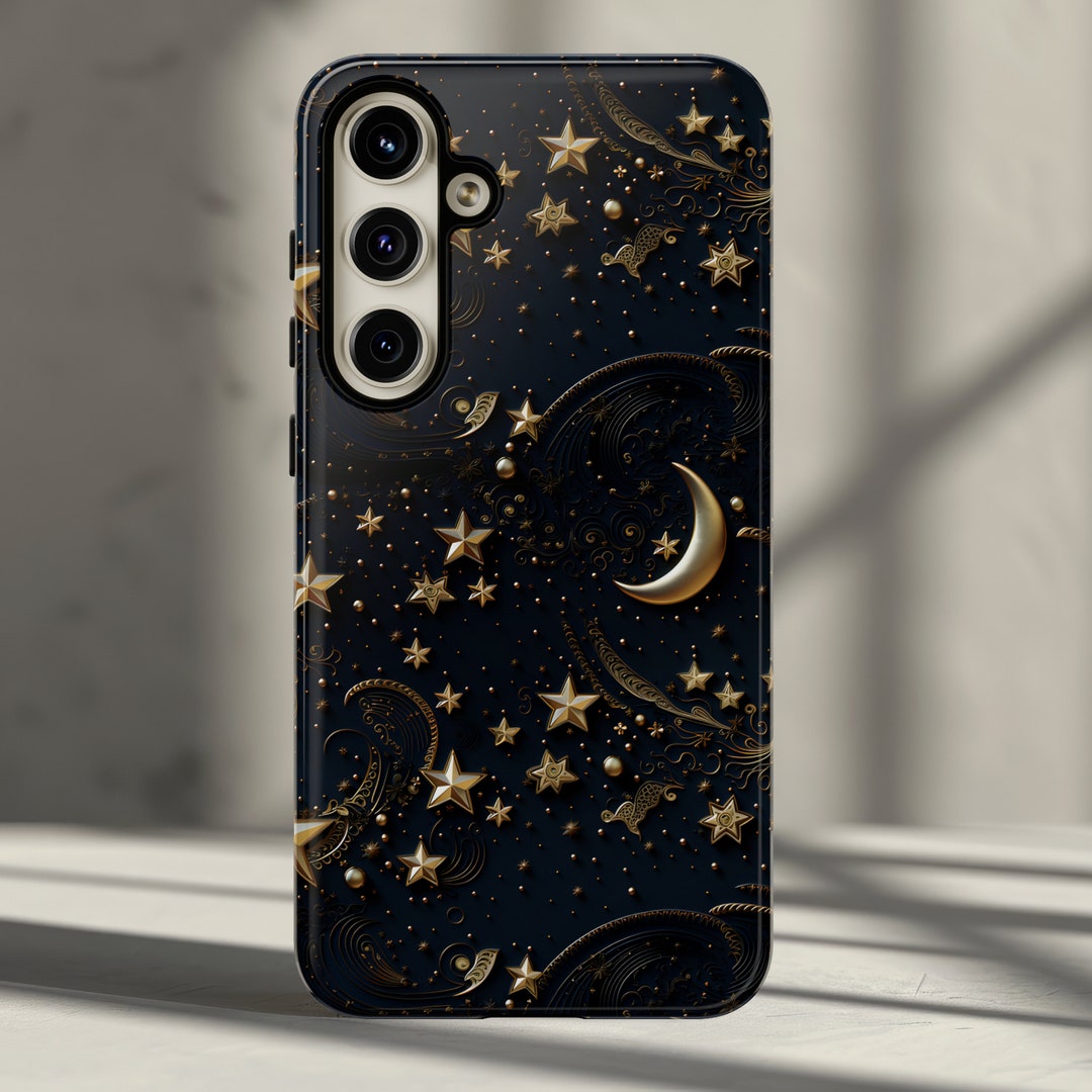 Moon and Stars Luxury Phone Case Samsung Galaxy S25, S24, S23, S22, S21 ...