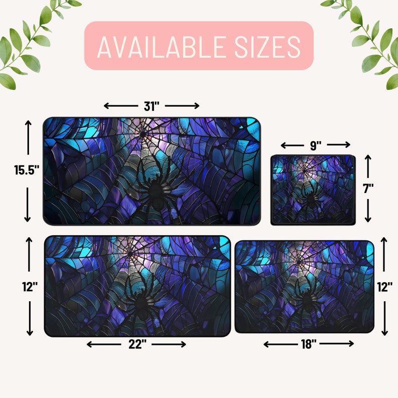 Gothic Spider Desk Mat, Faux Stained Glass Spider Web Mousepad, Gaming ...